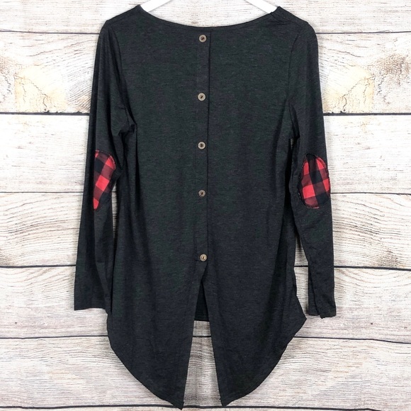 Leo Rosi | Tops | L R Buffalo Plaid Elbow Patch Top | Poshmark